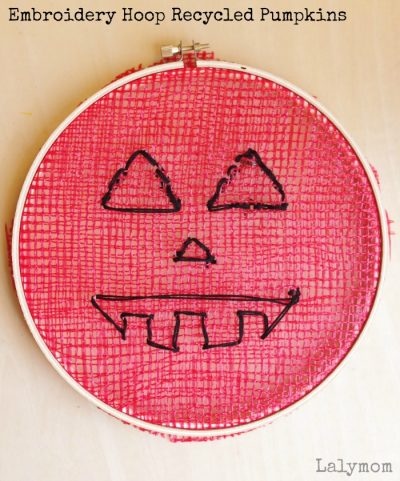 Embroidery Hoop Pumpkins Halloween Crafts - LalyMom