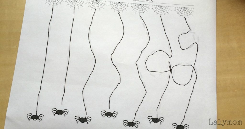 Silly Spiderwebs Halloween Writing Practice Worksheet - LalyMom